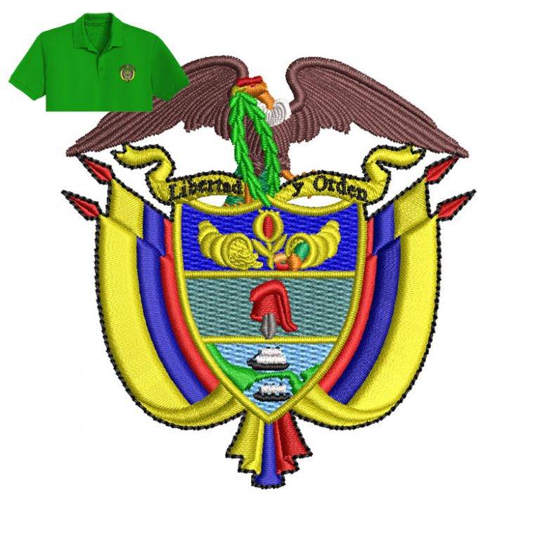 Colombia Flag Embroidery logo | Embroidery Logo Near me | Emb.