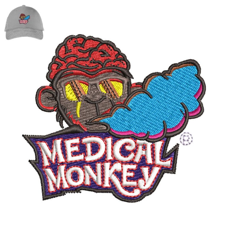 Medical Monkey Embroidery logo | Embroidery Logo Near me | Em