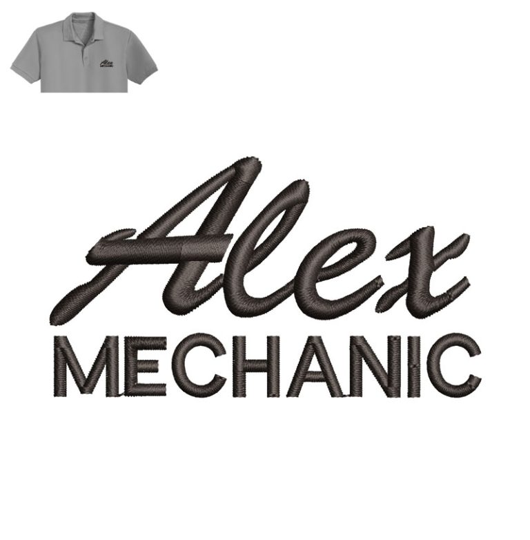 Alex Mechanic Embroidery logo | Embroidery Logo Near me | Emb