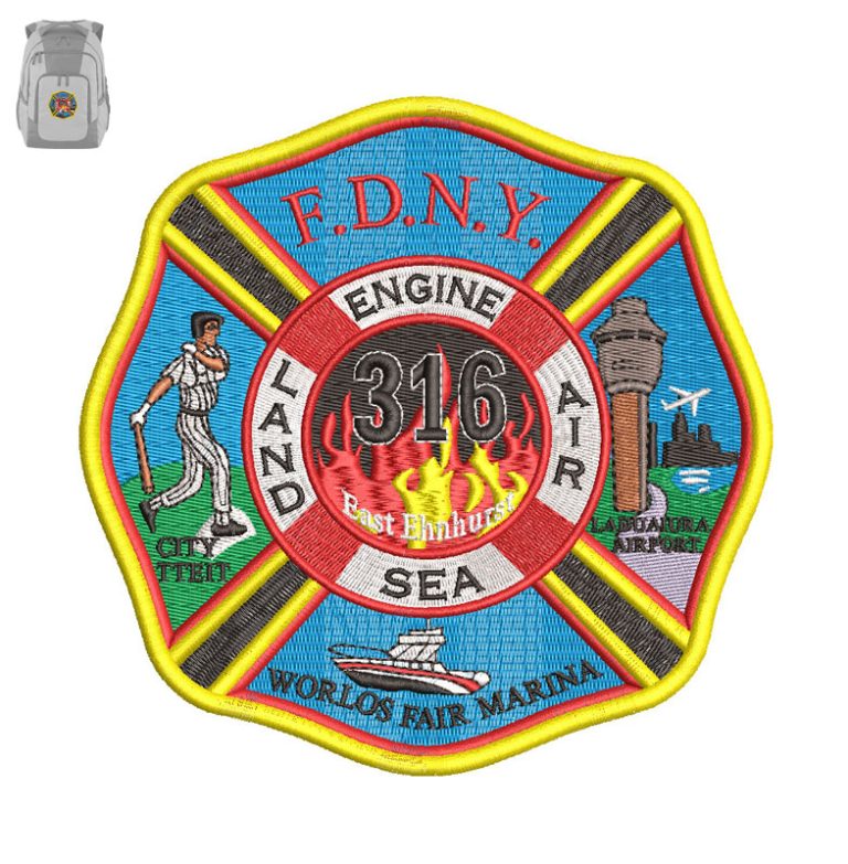 Land Engine Sea Embroidery logo | Embroidery Logo Near me | E