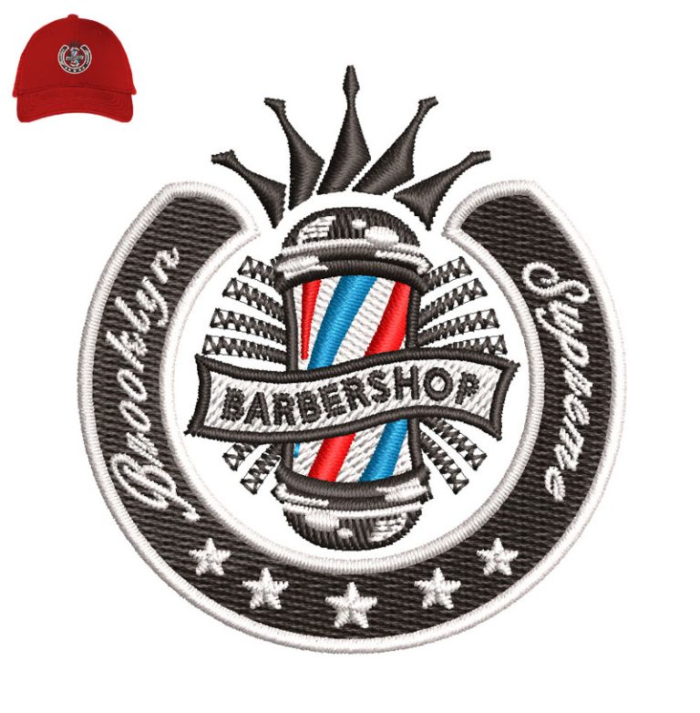 Barbershop Embroidery logo | Embroidery Logo Near me | Emb