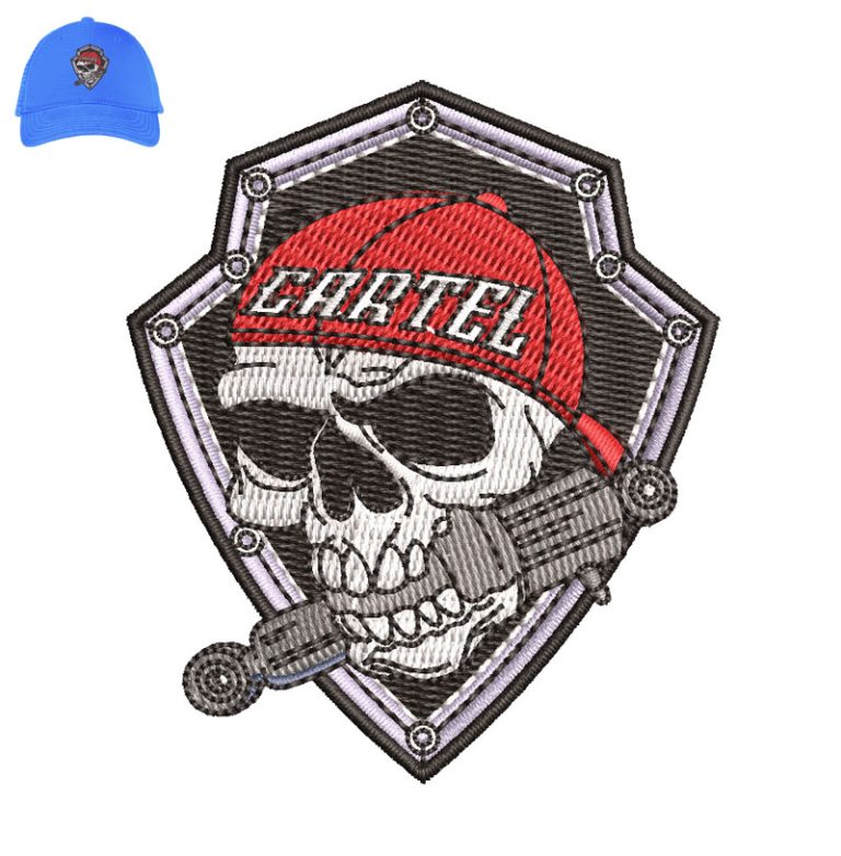 Cartel skull Embroidery logo | Embroidery Logo Near me | Emb