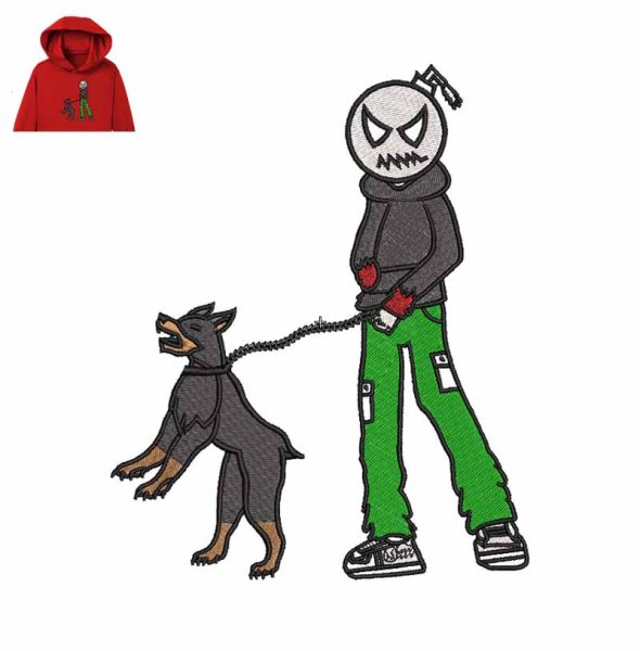 Man With Dog Embroidery logo | Embroidery Logo Near me | Emb
